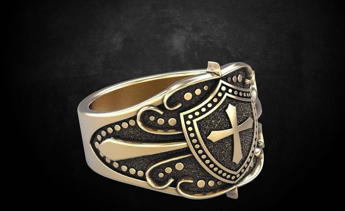 Crusader Shield Ring | Loni Design Group Rings $667.99 | 10k Gold, 14k ...
