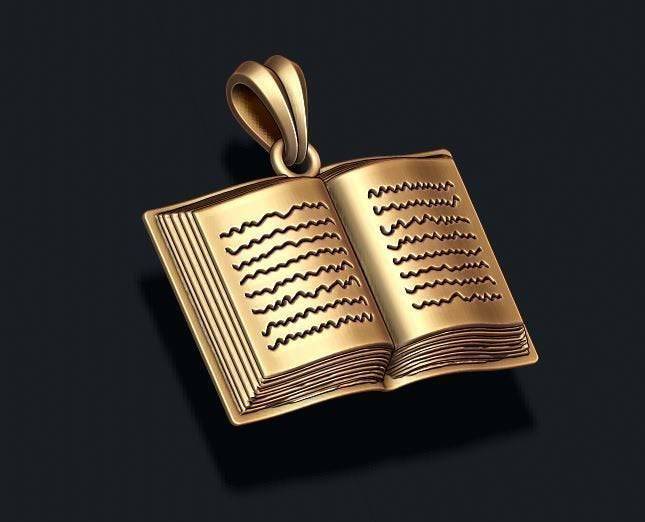 Open Book Pendant*10k/14k/18k White, Yellow, Rose, Green Gold, Gold ...