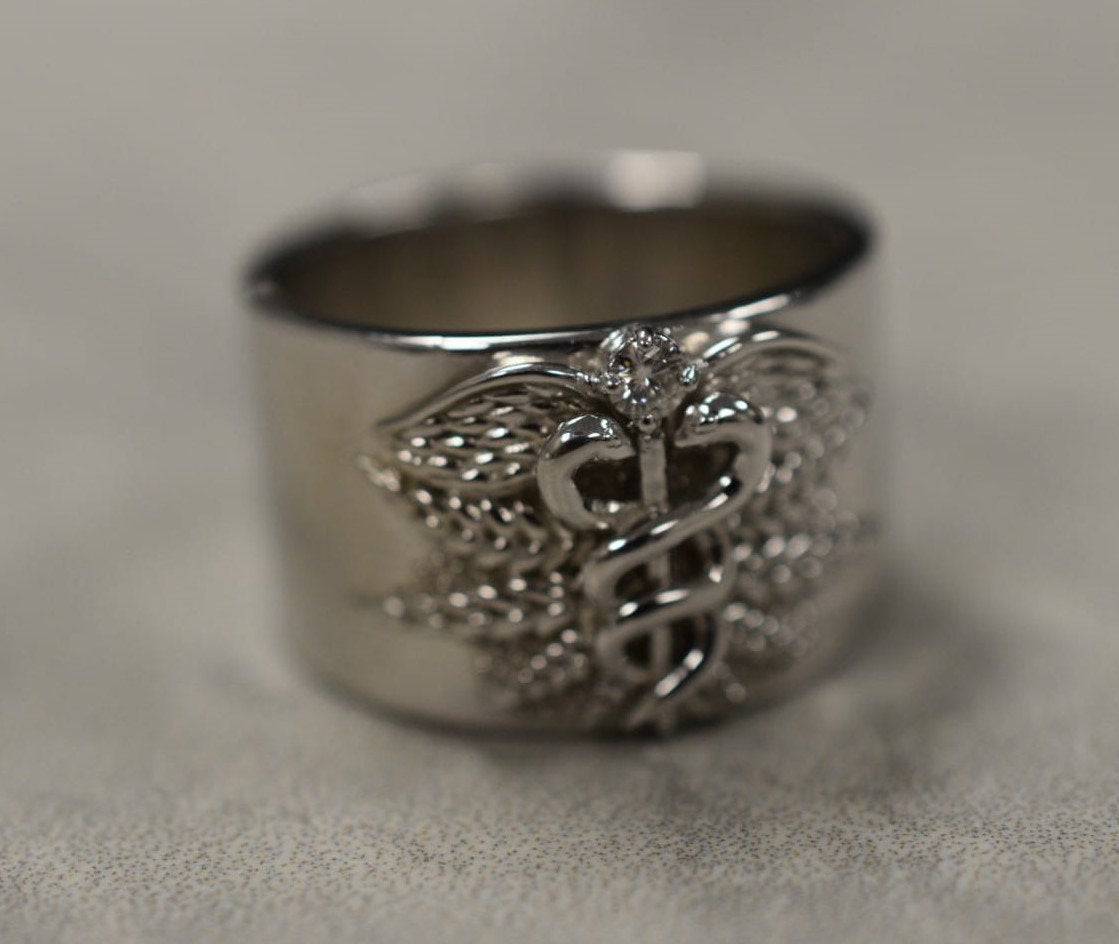 Caduceus Medical Ring | Loni Design Group Rings $664.99 | 10k Gold, 14k ...